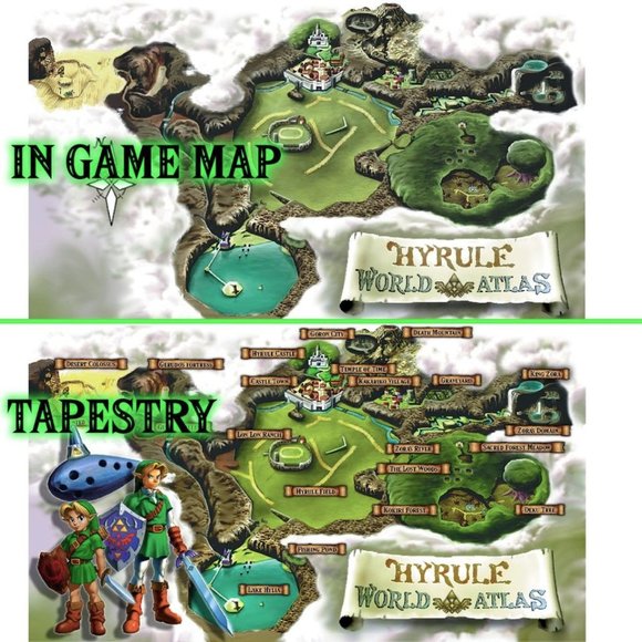 Custom Pixel Creations | Video Games & Consoles | 3x5 Foot Zelda 64 Ocarina Of Time Map Banner ...